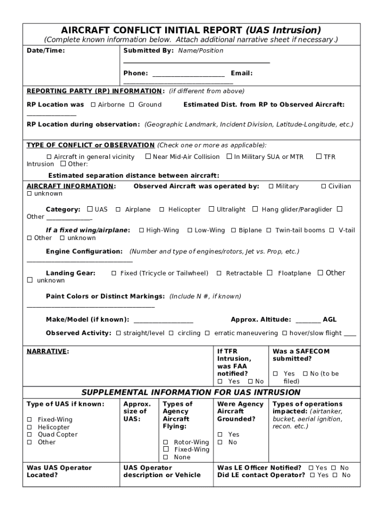 AIRCRAFT CONFLICT INITIAL REPORT (UAS Intrusion) - gacc nifc Doc ...