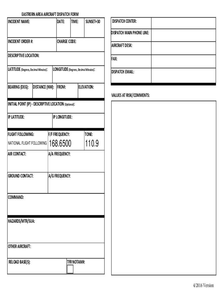 Fillable Online gacc nifc (Knee Board) Aircraft Dispatch Form - GACC ...