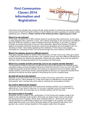Fillable Online First Communion Classes help prepare 4th-6th grade ...