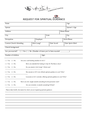 REQUEST FOR SPIRITUAL GUIDANCE Doc Template | pdfFiller