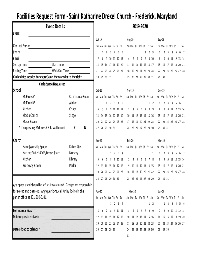 Fillable Online Facilities Request Form - Saint Katharine Drexel Church ... Fax Email Print ...
