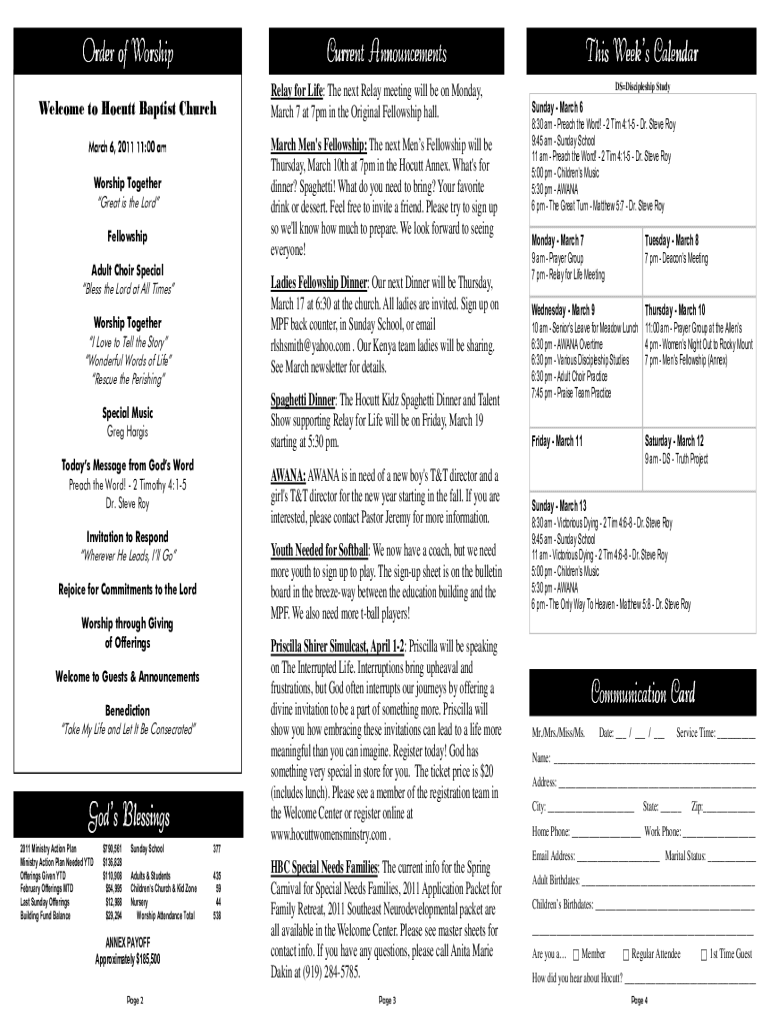 Fillable Online Communication Card Communication Card Gods ...