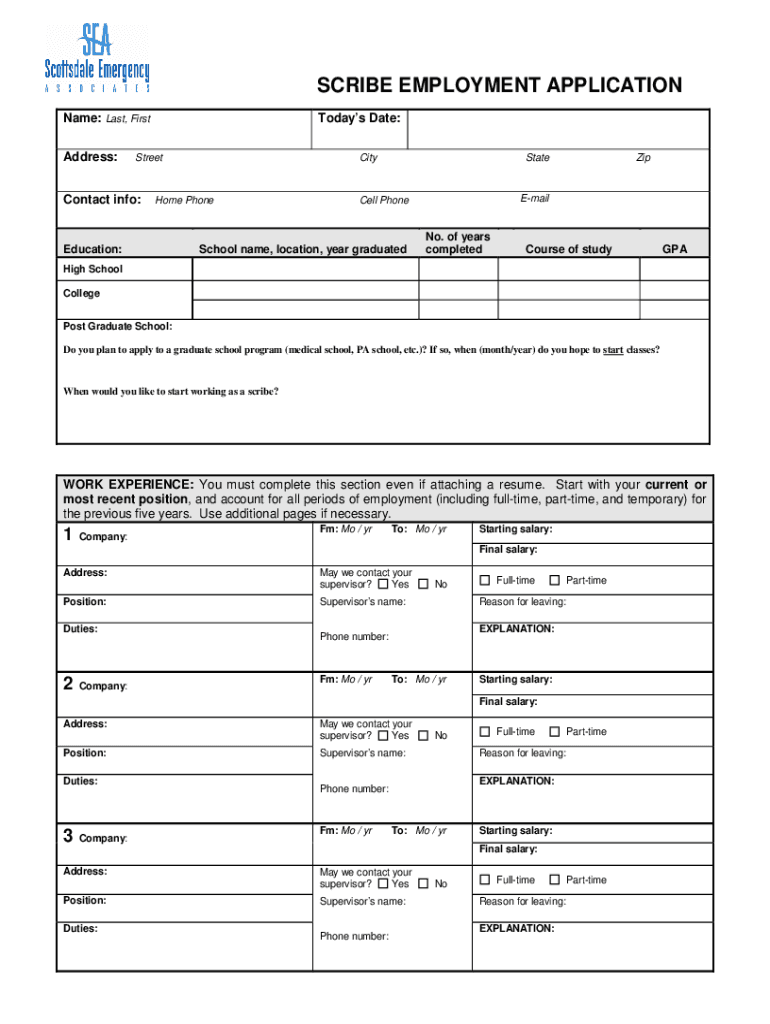 Fillable Online Scribe Application Revised.docx Fax Email Print - pdfFiller