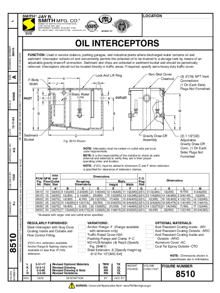 Fillable Online 8510, Oil Interceptors. 8510, Oil Interceptors, built ...