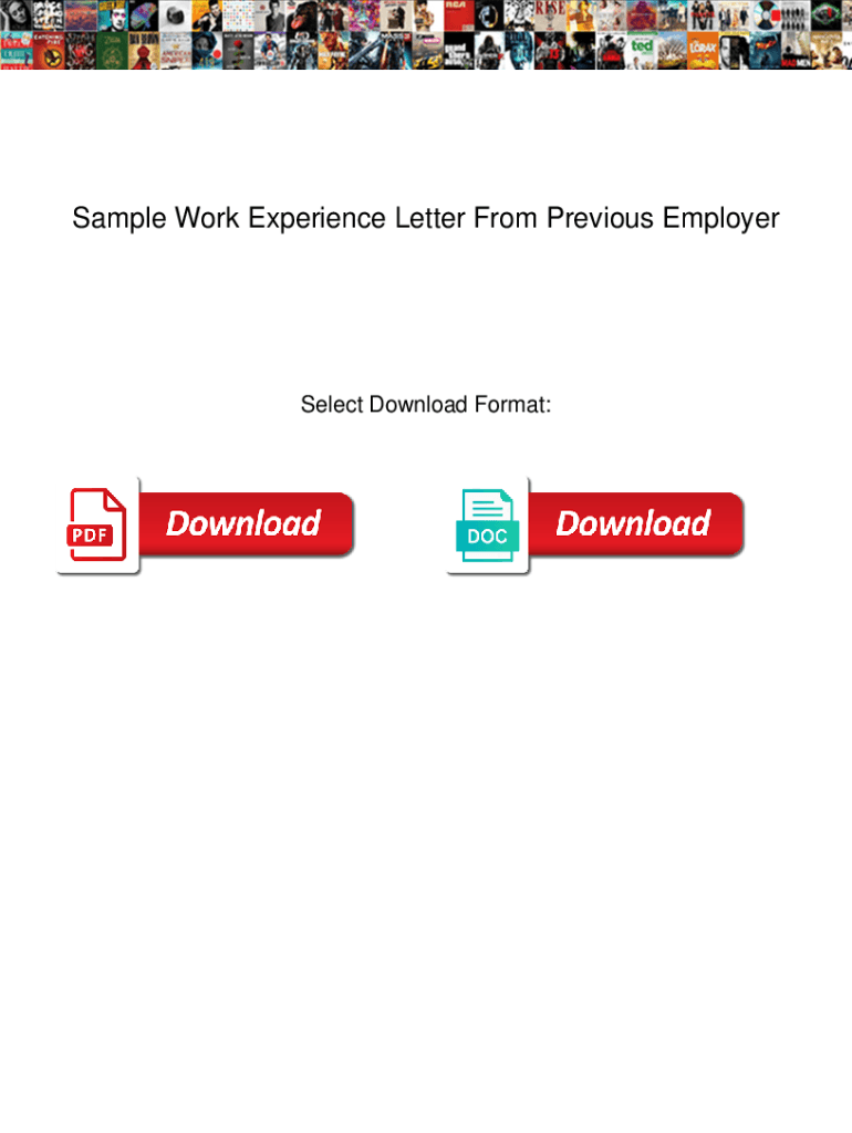 Fillable Online Sample Work Experience Letter From Previous Employer ...