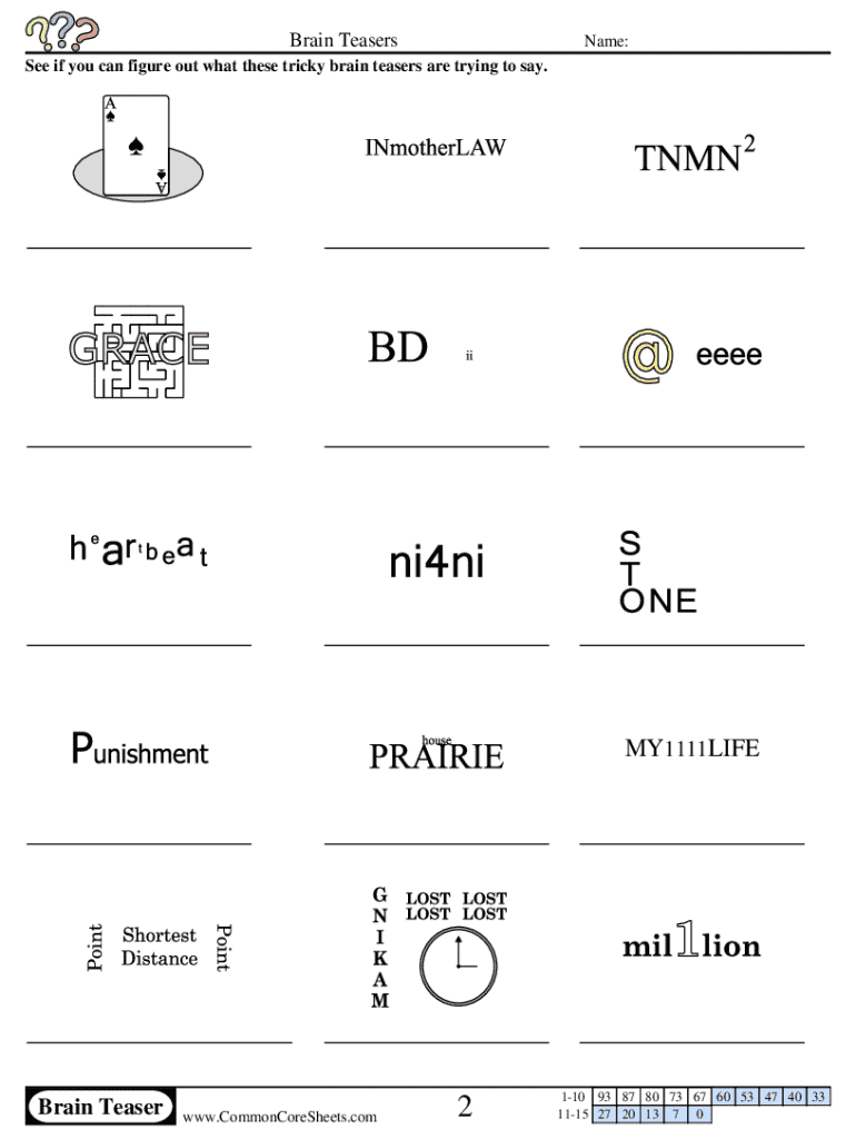 Bd Ii Brain Teaser Answer - Fill Online, Printable, Fillable, Blank ...