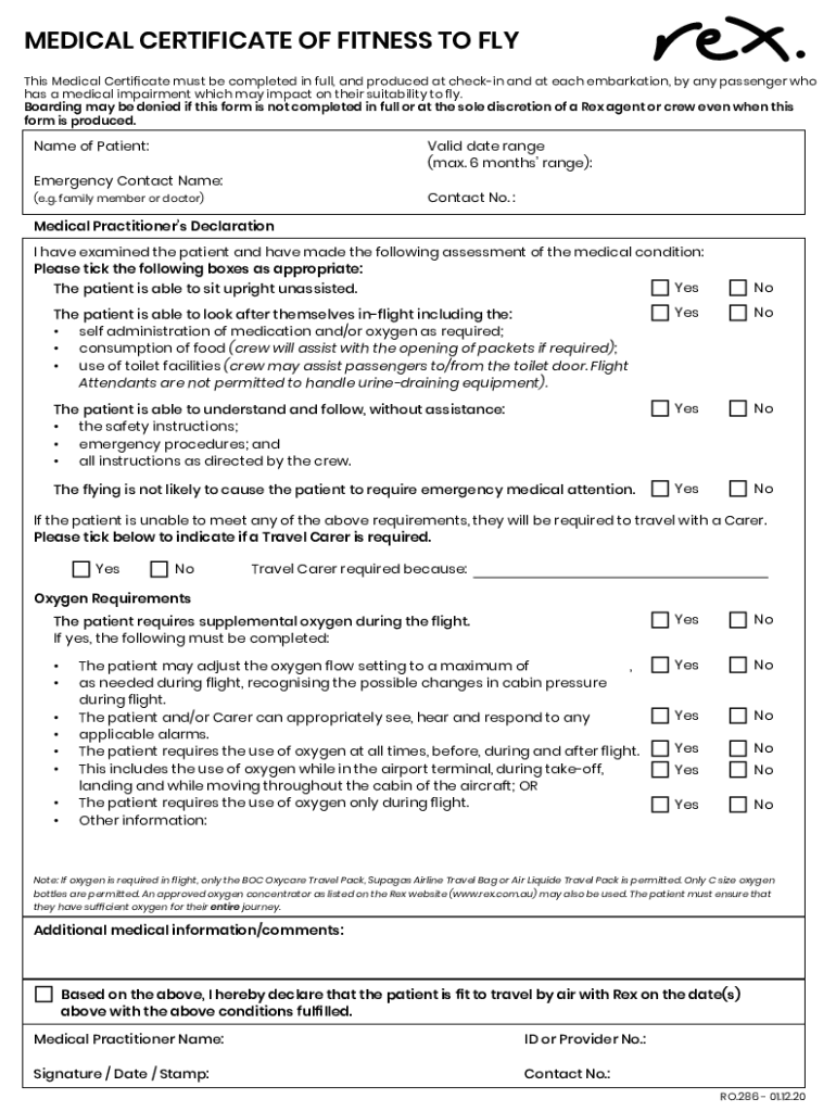 Fit To Fly Certificate Template