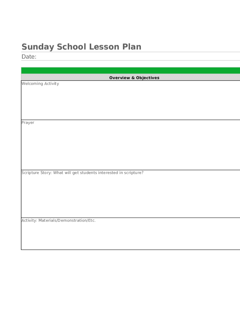 Sunday School Lesson Plan Fill And Sign Printable Template Online Sunday School Lesson Plan Fill And Sign Printable Template Online
