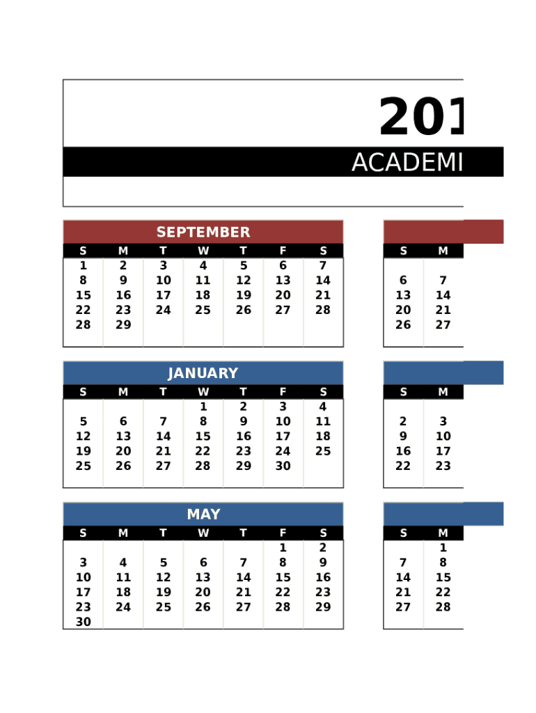 Academic Year Calendar Fill Online Printable Fillable Blank 