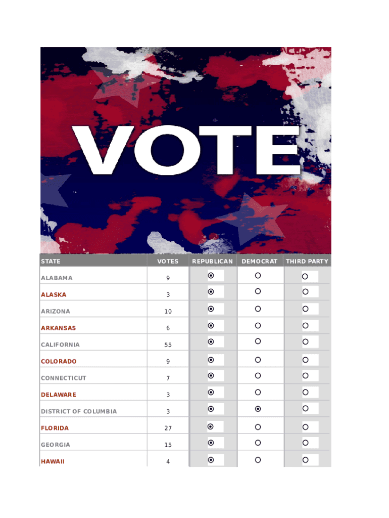 US Presidential Election Calculator - Blank Fillable Template | Fill ...