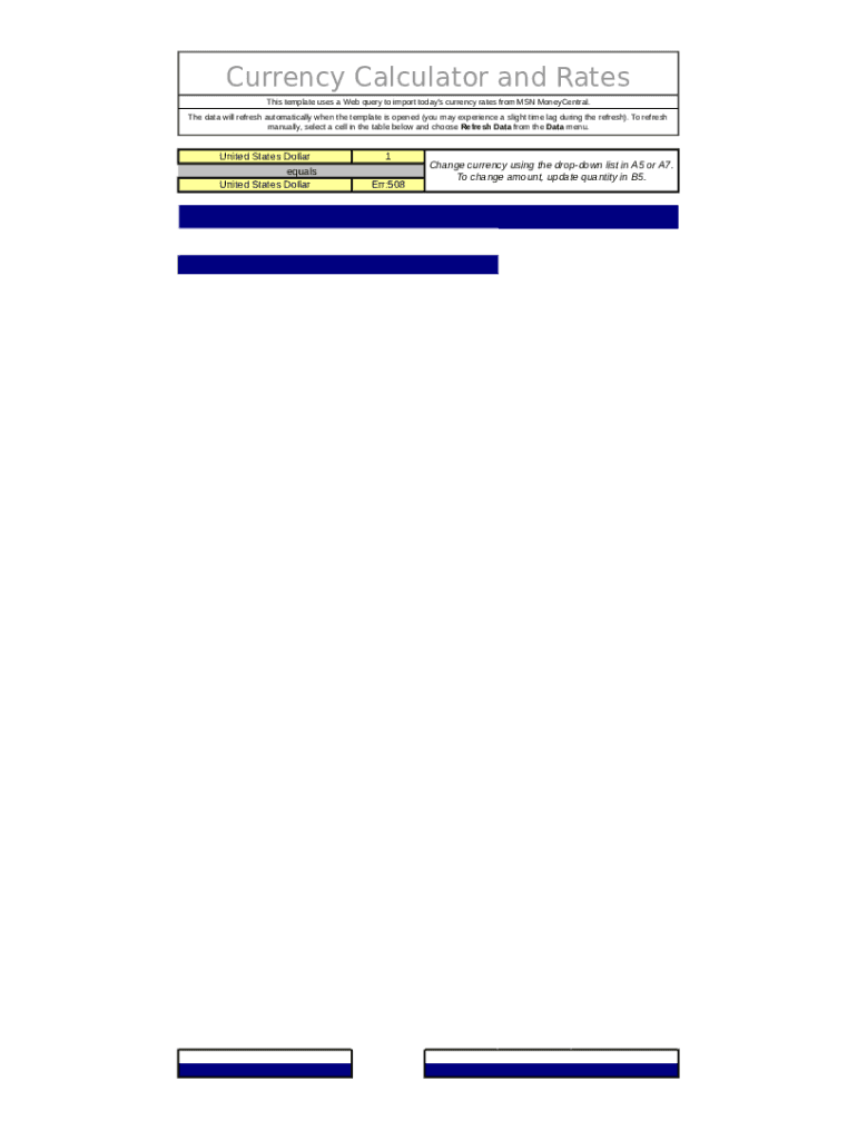 Currency Calculator And Rates Form - Fill Online, Printable, Fillable ...