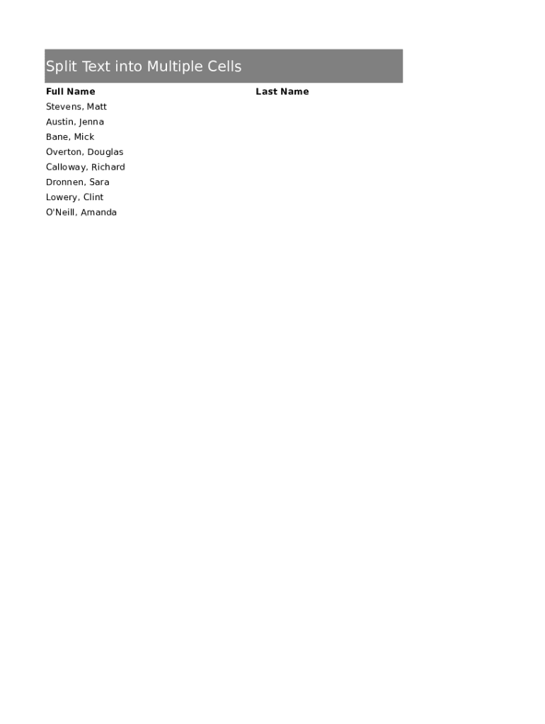 Split Text Into Cells Fill And Sign Printable Template Online US