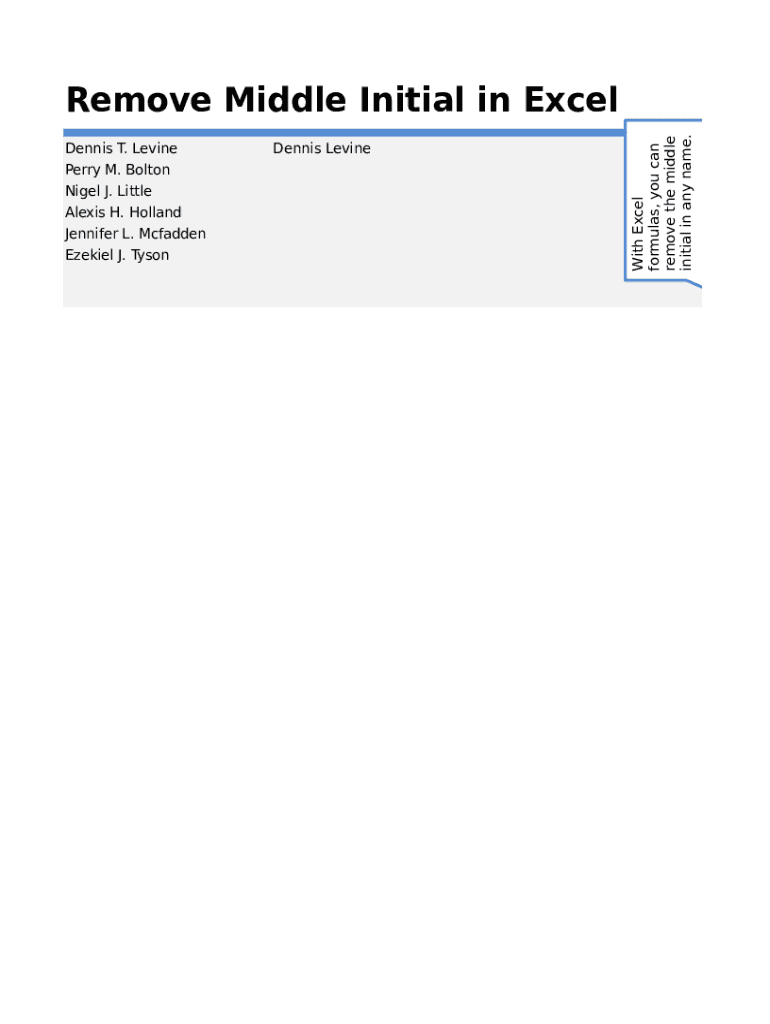 Fillable Online Remove Middle Initial In Excel Fax Email Print Pdffiller