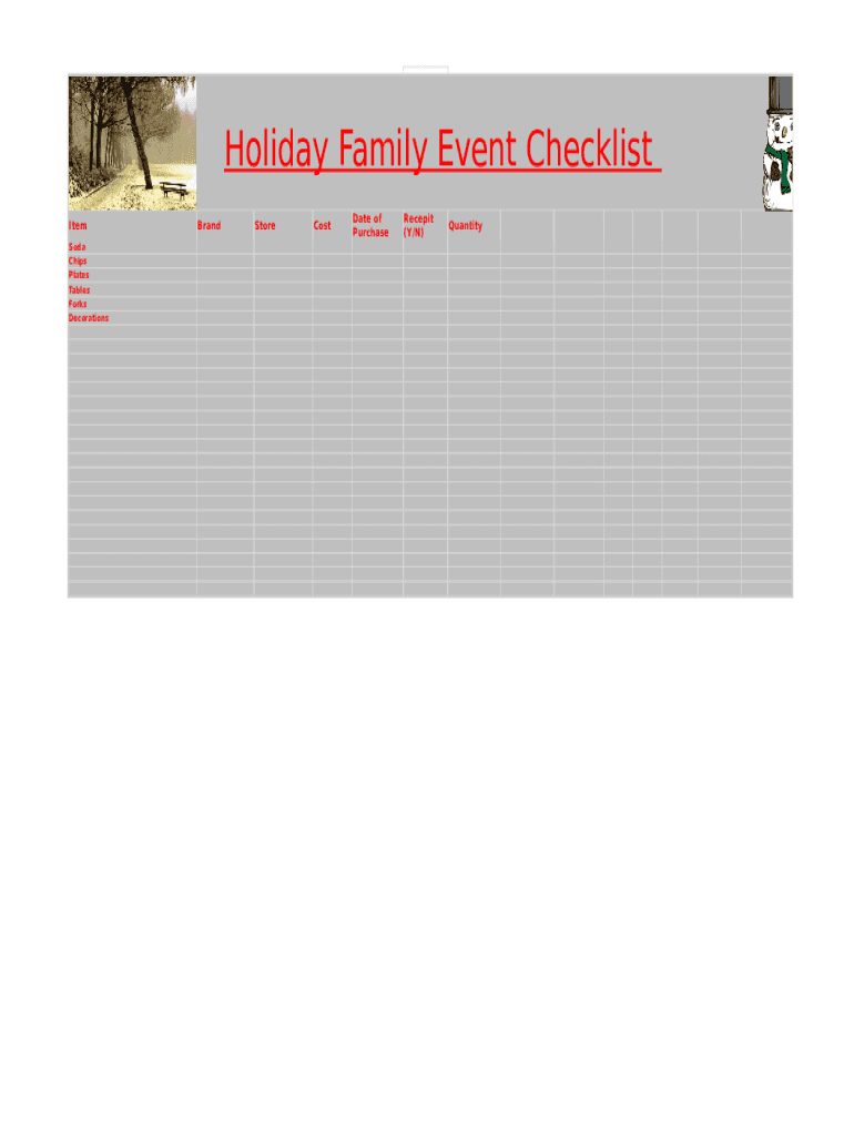 Holiday Family Event Checklist - Fill and Sign Printable Template ...