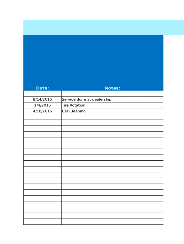 Fillable Online auto maintenance spreadsheet Fax Email Print - pdfFiller