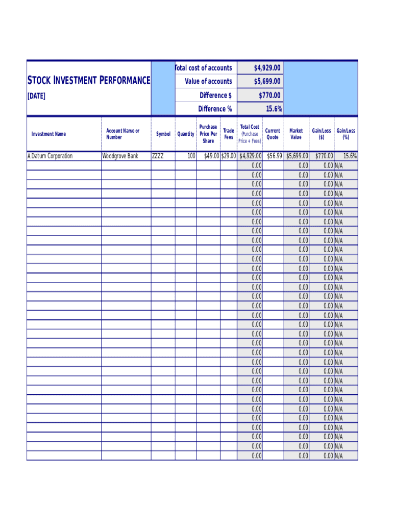 Stock Investment Tracker - Fill and Sign Printable Template Online | US ...