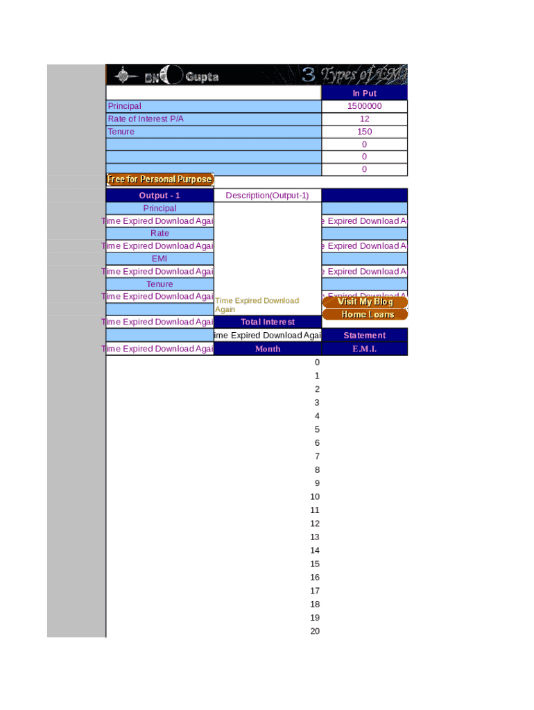 Emi Calculator Form - Fill and Sign Printable Template Online | US ...