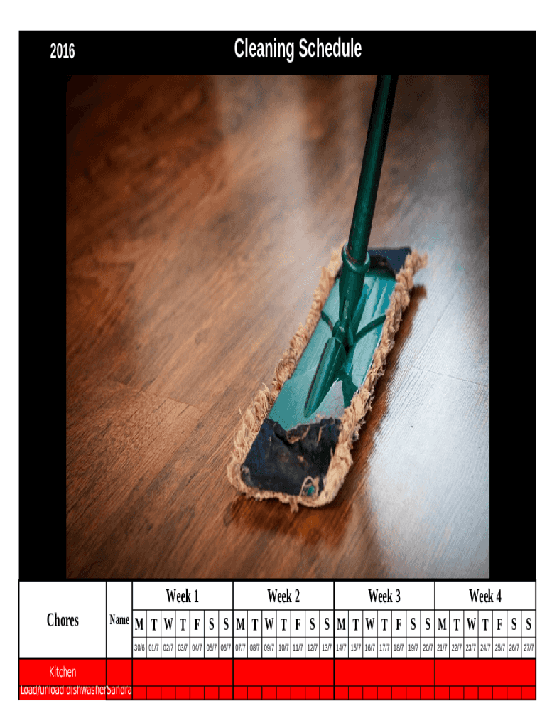 Weekly Clean-Up Sheet - Blank Fillable Template | Fill Out, Print ...