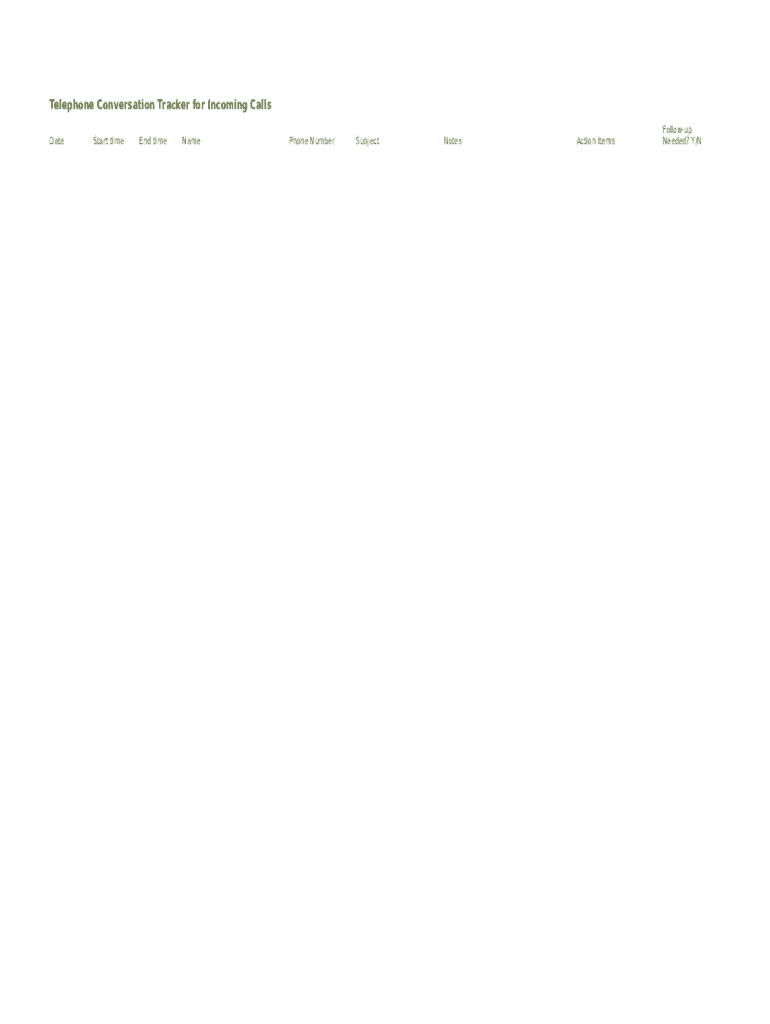 Incoming Calls Template - Fill Online, Printable, Fillable, Blank ...