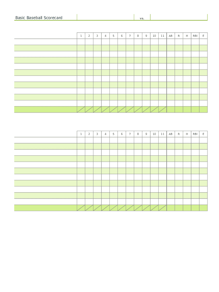 Fillable Online Basic Baseball Scorecard Sheet Fax Email Print - pdfFiller