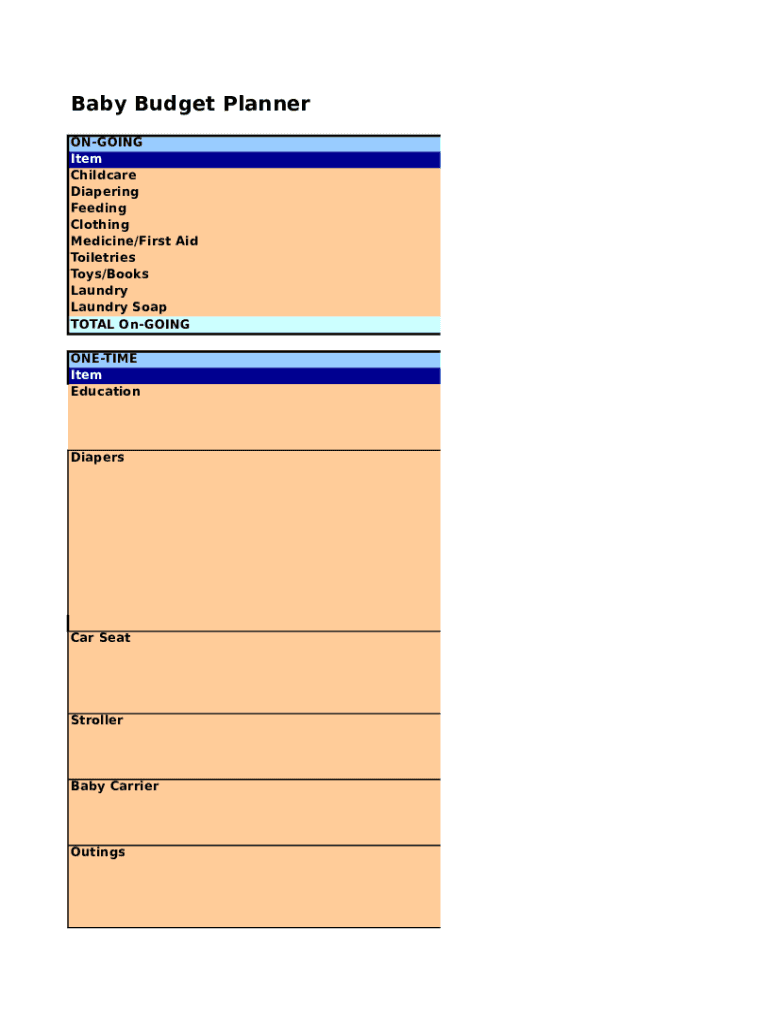 Baby Budget Planner Form - Fill Online, Printable, Fillable, Blank ...