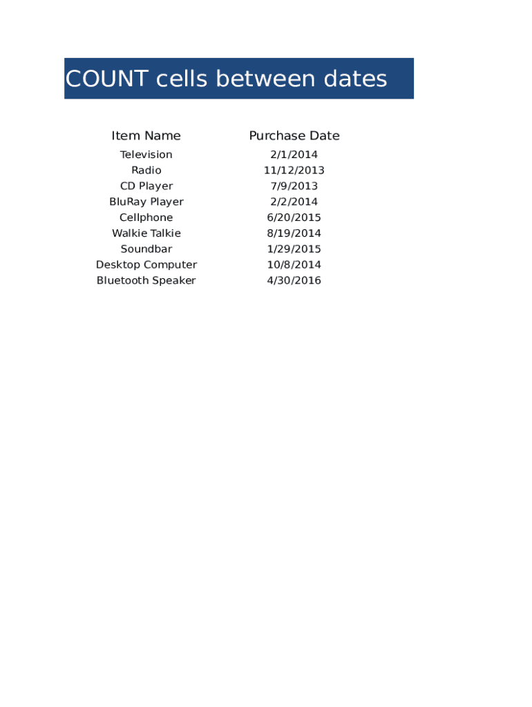 Count Cells Between Dates Fill And Sign Printable Template Online