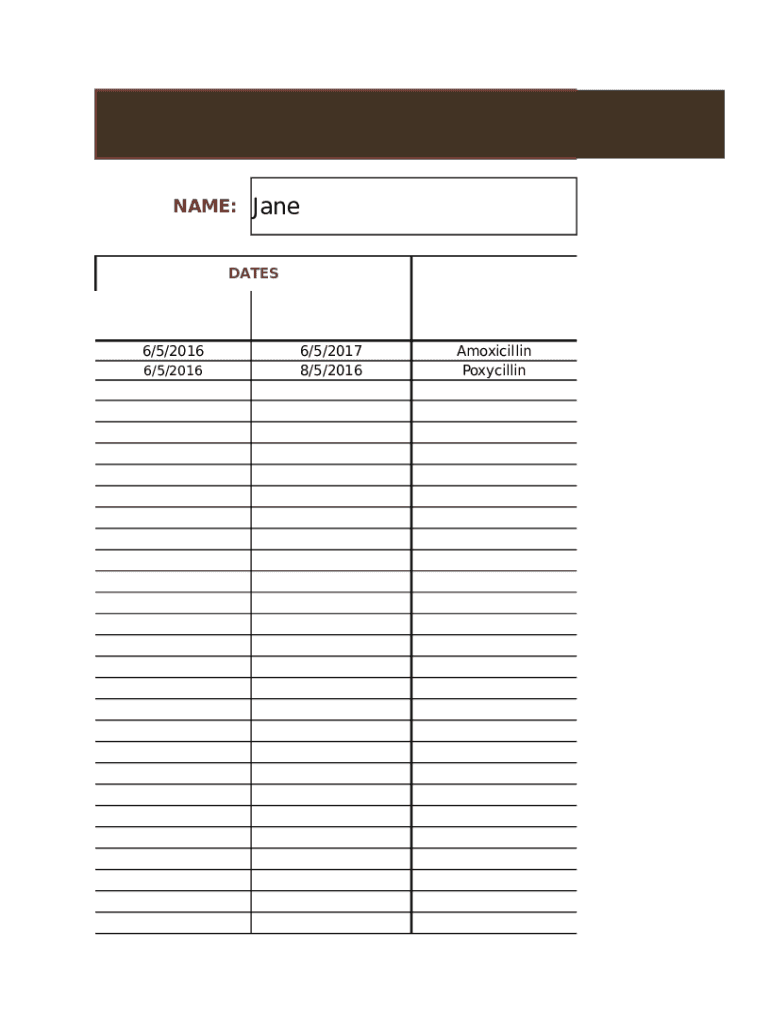 Medication List Template Fill Online Printable Fillable Blank 
