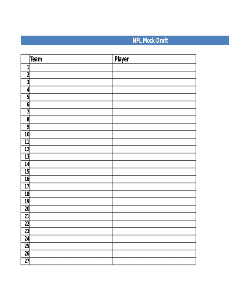 Fillable Online NFL Mock Draft Fax Email Print PdfFiller