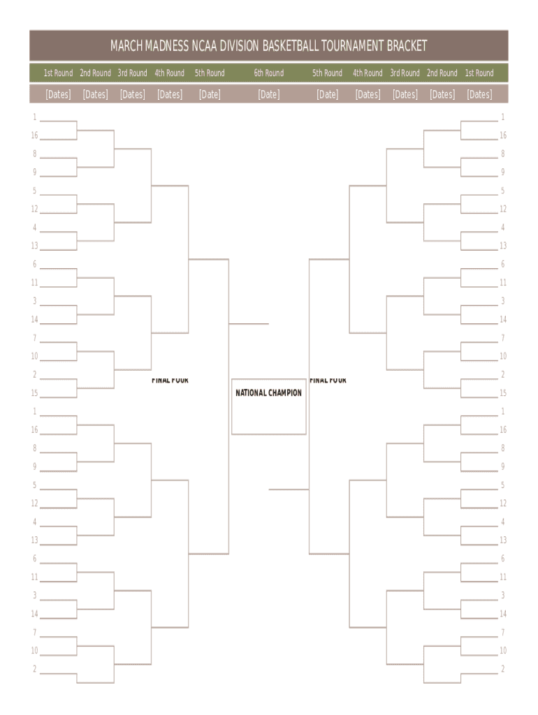 March Madness Ncaa Brackets Fill Online Printable Fillable Blank 