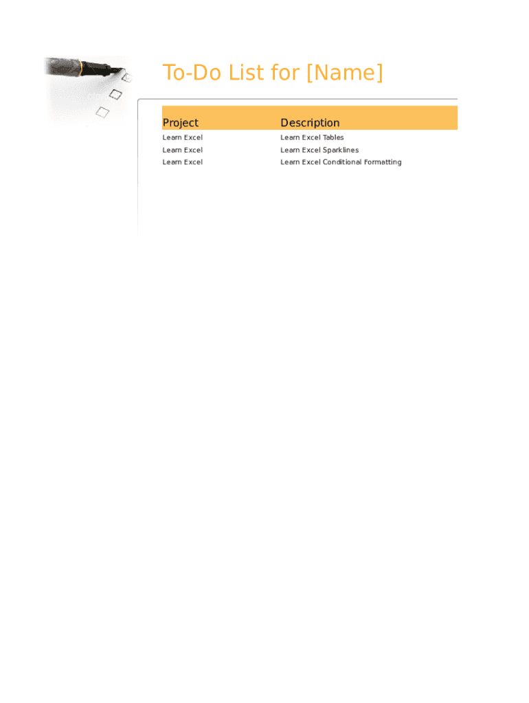 To Do List Template Form - Fill Online, Printable, Fillable, Blank ...