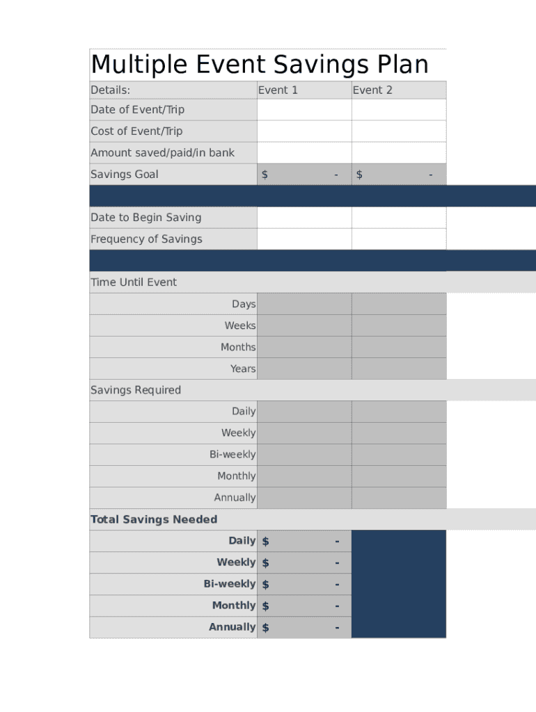 Multiple Event Savings Plan - Fill and Sign Printable Template Online ...