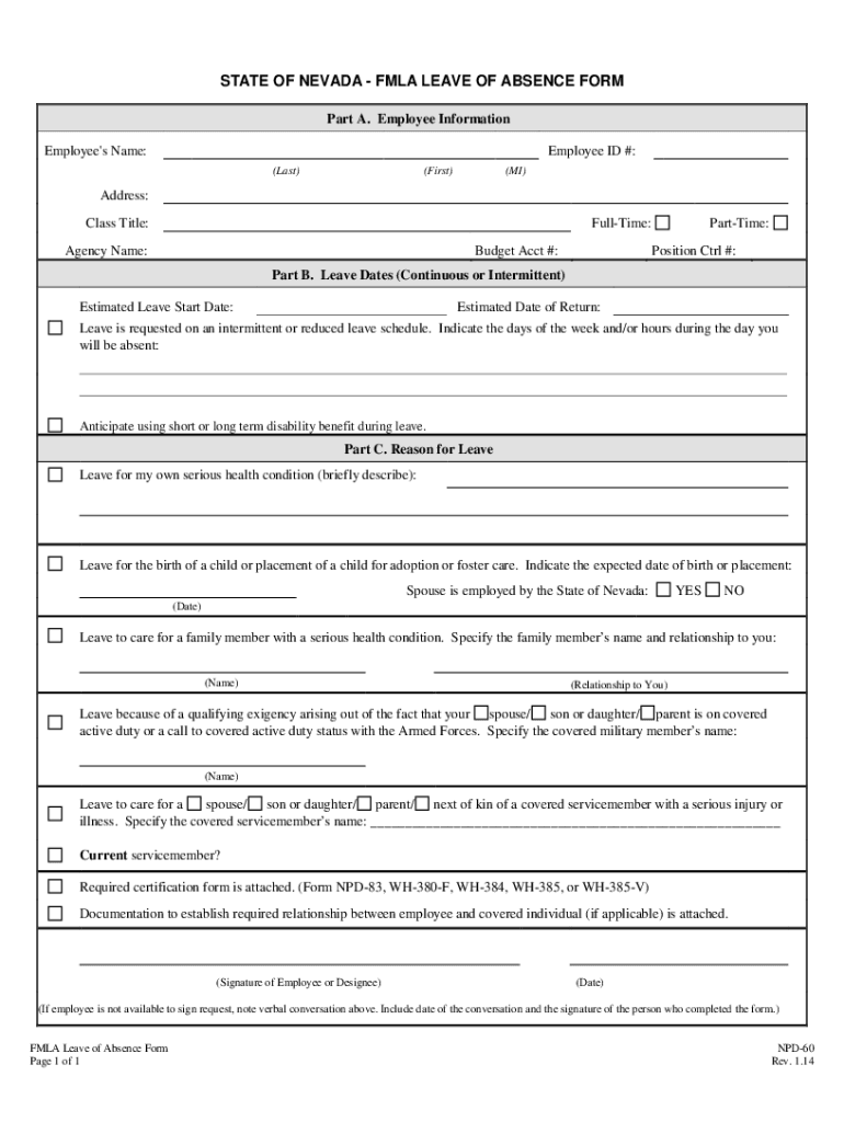 Fillable Online Fillable Online request for leave of absence - State of ...