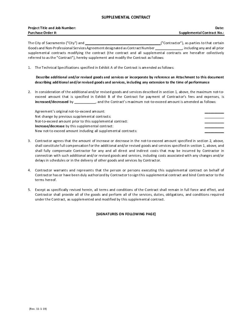 Fillable Online SUPPLEMENTAL CONTRACT Fax Email Print - pdfFiller