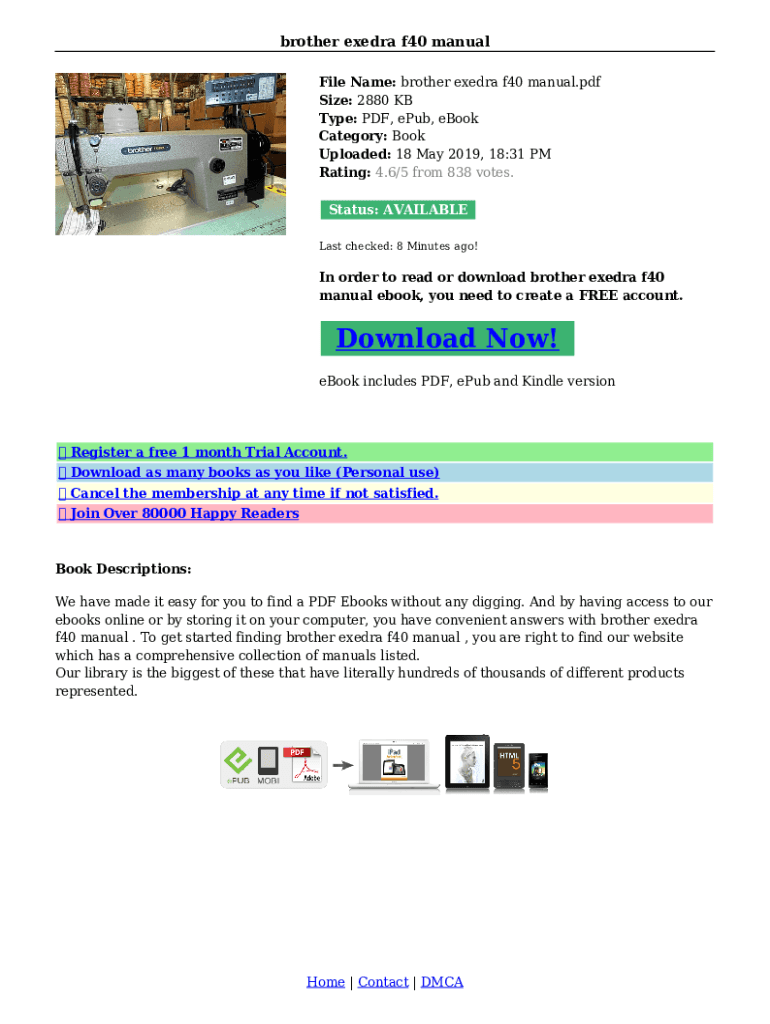 Brother Exedra F40 - Fill Online, Printable, Fillable, Blank | pdfFiller