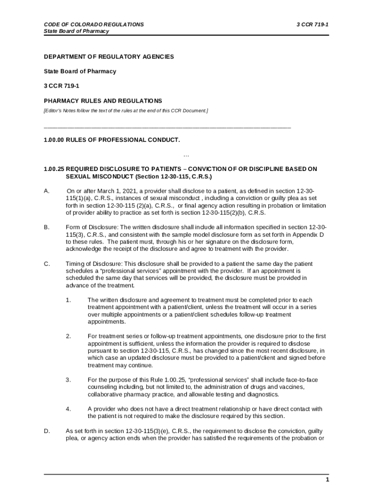 3 ccr 719-1 state board of pharmacy rules and regulations (doc) Doc ...