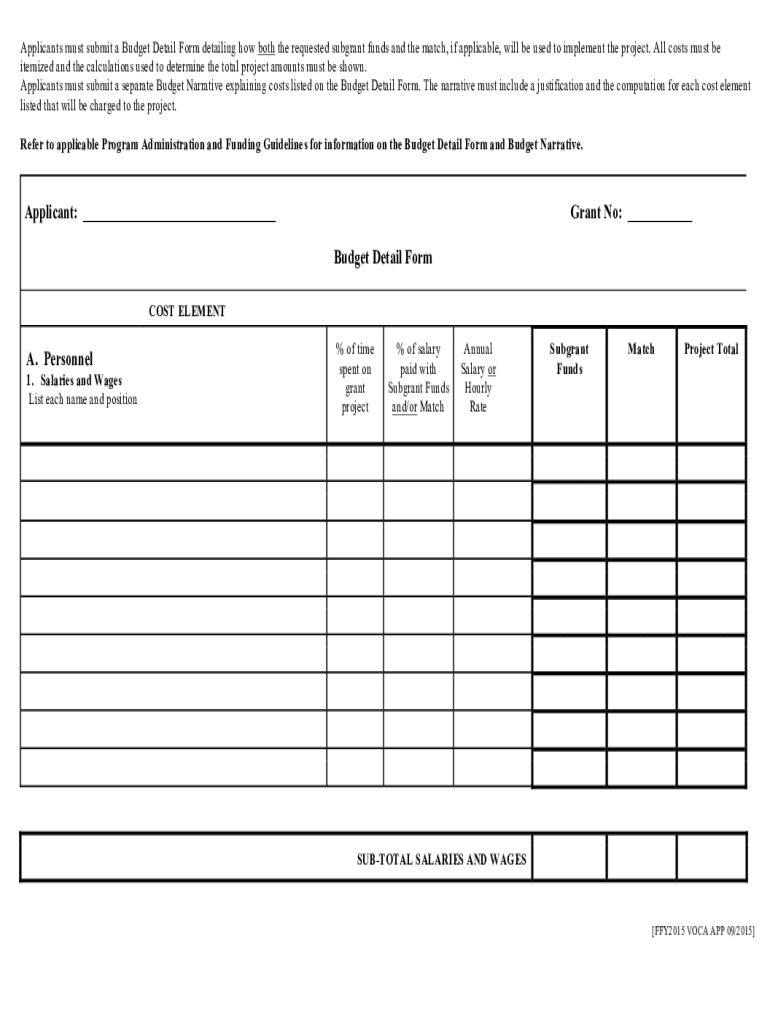 Fillable Online Sample VOCA Application Budget Worksheet - New Jersey ...