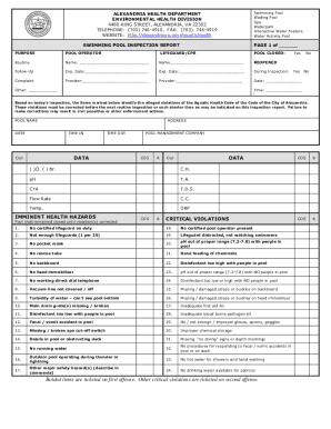 Fillable Online Aquatic Health Routine Inspection Form Fax Email Print ...