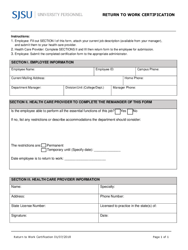 Fillable Online Employee: Fill out SECTION I of this form, attach your ...