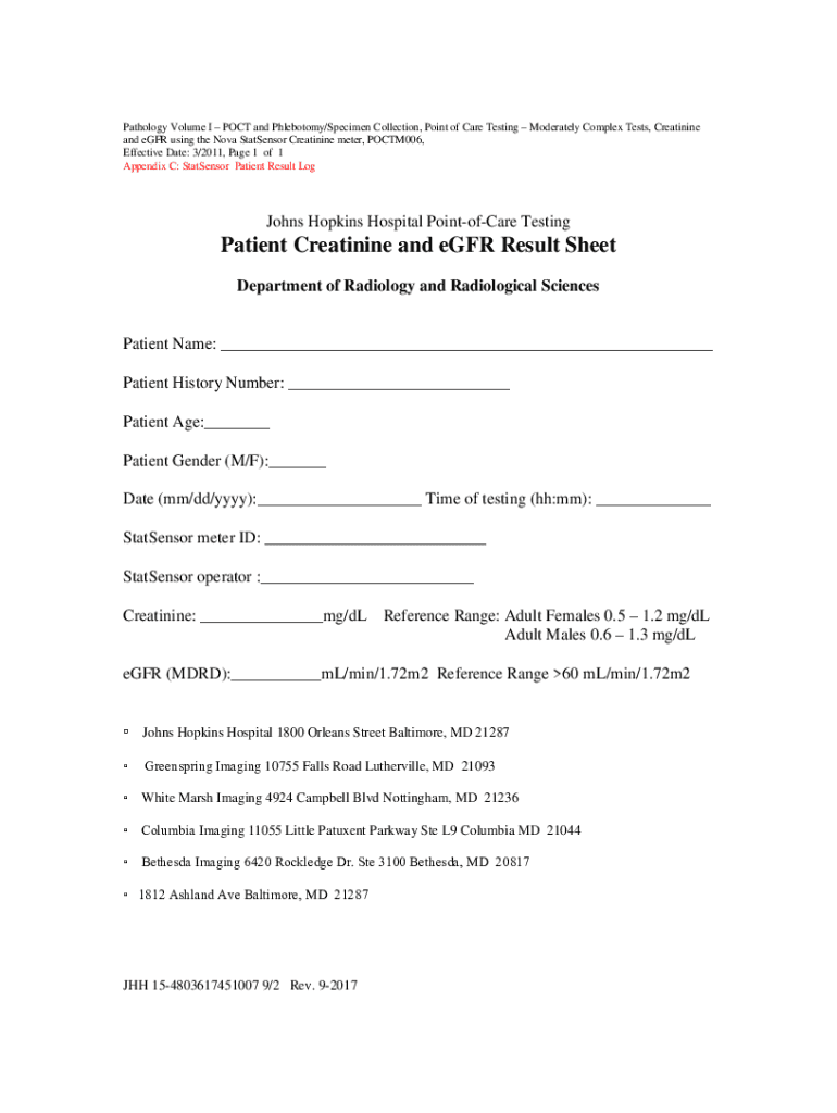 Fillable Online pathology jhu Pathology Volume I POCT and Phlebotomy ...