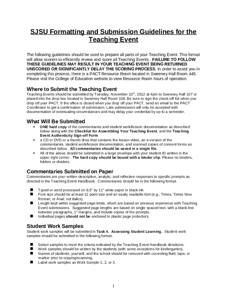 The following guidelines should be used to prepare all parts of your ...