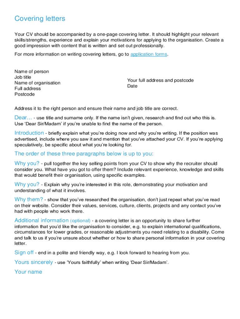 Fillable Online Cover letter 101 (sample cover letters included ... Fax ...