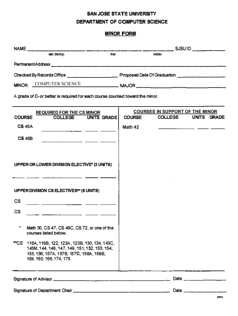 Fillable Online Department of Computer Science San Jose State ...