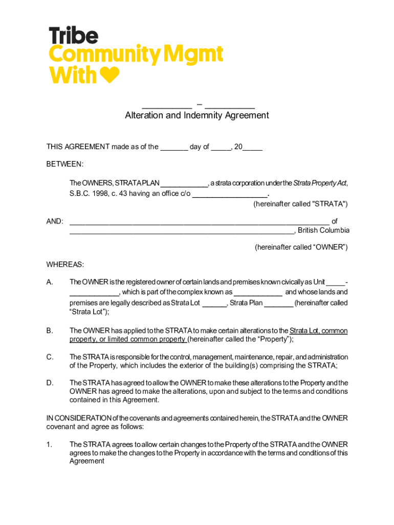 Fillable Online SAMPLE ALTERATION AGREEMENT(00779696.DOCX;1). 00779696 ...