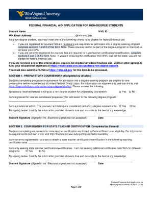 Fillable Online financialaid wvu Federal Financial Aid Application for ...