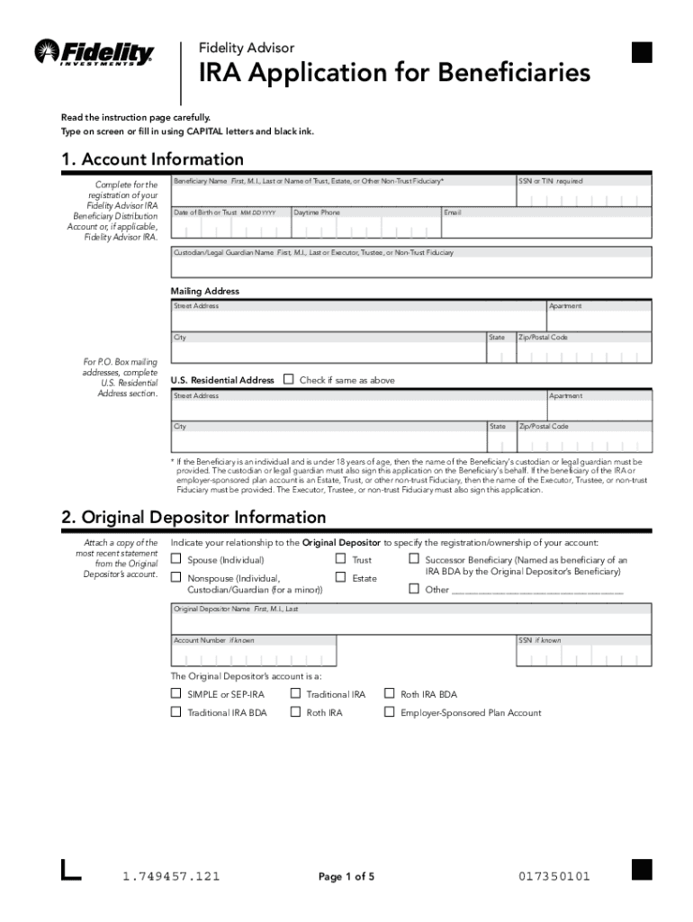 Fillable Online IRA Application for Beneficiaries Fax Email Print ...