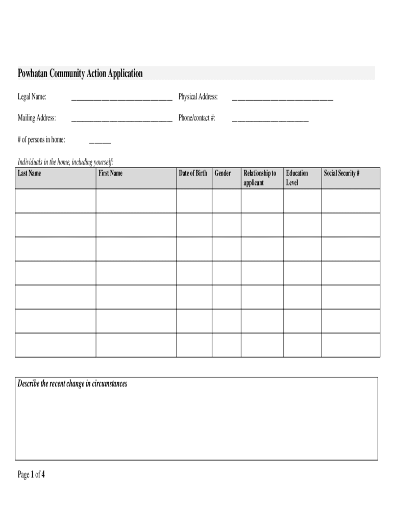 Fillable Online Powhatan Community Action Application Fax Email Print ...