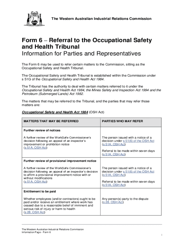 Fillable Online The Western Australian Industrial Relations Commission ...