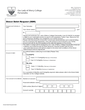 Fillable Online Standard Direct Debit Request (DDR) DDRSA Form Template ...