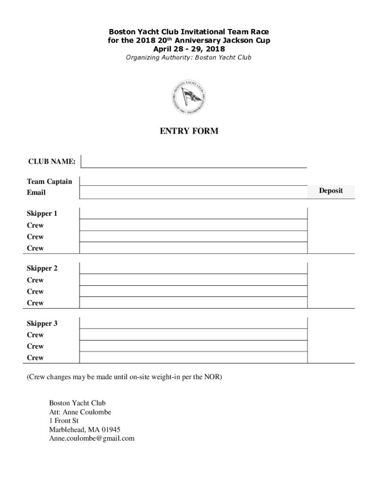 Fillable Online 2010 Jackson Cup, Entry Form Fax Email Print - pdfFiller