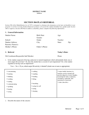 Fillable Online Section 504 of the Rehabilitation Act of 1973 is ...